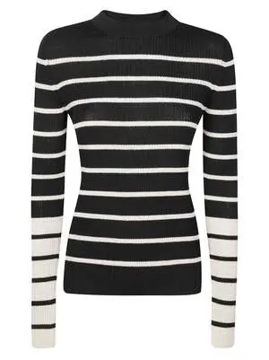 8PM Striped High Neck Fine Knit Sweater