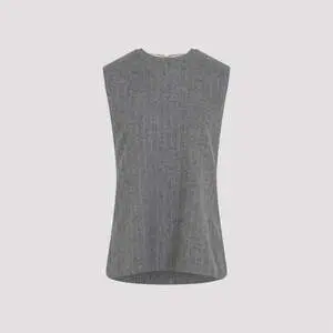 Carven Sleeveless Top In Grain De Poudre - Grey