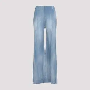 Ermanno Scervino Wide-leg Chiffon Trousers With Jeans Print