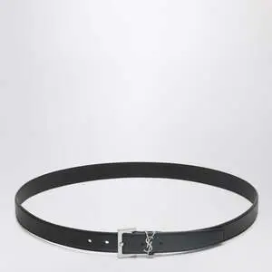 Saint Laurent Cassandre Belt In Smooth Leather - Black