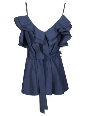 PAROSH Cotton Blouse - Blu