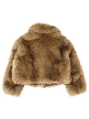 STAND STUDIO Faux Fur Cropped Jacket - Beige