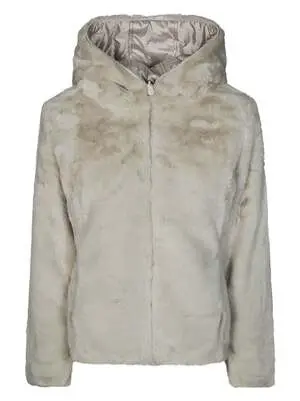 SAVE THE DUCK Reversible Eco Fur Hooded Jacket For - Beige