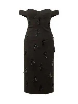 DES_PHEMMES Elegant Mini Bustier Suit With Sparkling Accents - Black