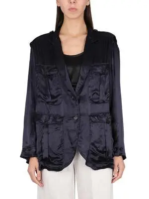 Aspesi Single-breasted Viscose Jacket With Notch Collar