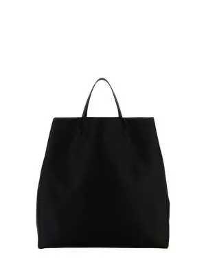 Carven Matte Satin Handbag With Leather Handles 40x40x8 Cm - Nero