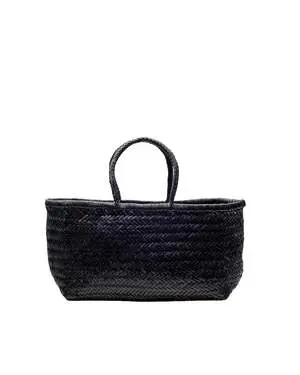Dragon Diffusion Big Triple Jump Woven Leather Tote Bag - Black