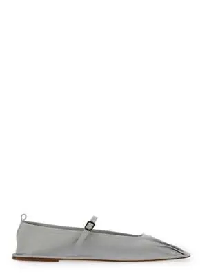 Hereu Lambskin "dansa" Mary Jane Flats With Pleated Toe - Grey