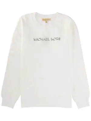 Michael Kors Organic Cotton Logo Crewneck Sweatshirt - White