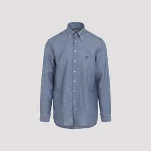 Etro Logo Embroidered Regular Fit Shirt - Blue