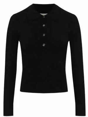 Michael Kors Ribbed Knit Slim Fit Polo Sweater - Black