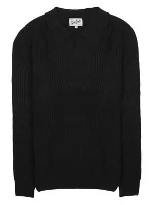 MC2 SAINT BARTH Classic Wool Polo Sweater - Black