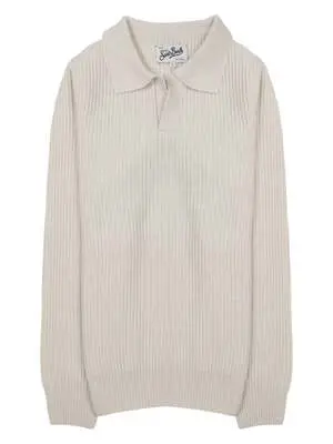 MC2 SAINT BARTH Wool Striped Polo Dawning - Beige