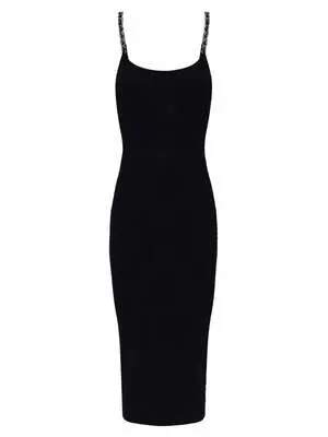 Michael Kors Ribbed Chain Strap Midi Dress - Black