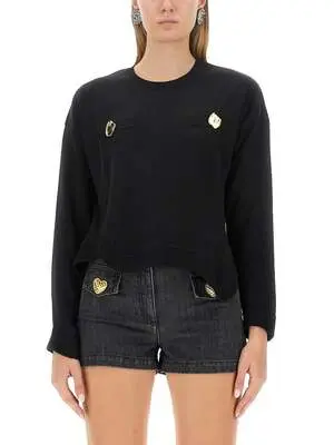 Moschino Cropped Virgin Wool T-shirt - Black