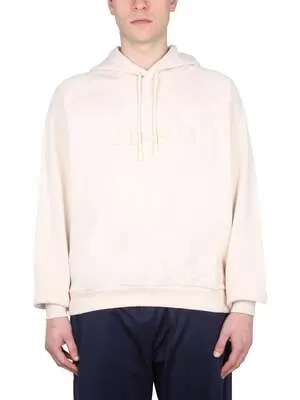 Sunnei Logo Embroidered Drawstring Hoodie - Beige
