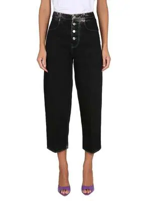 DEPARTMENT 5 High-waisted Button-front Cotton Pants - Black