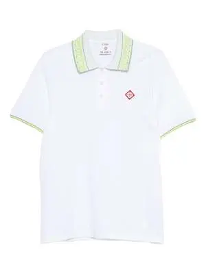 Casablanca Cotton Pique Polo Shirt With Contrasting Cuffs - White