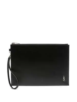 Saint Laurent Mini Monogram Zip Tablet Pouch - Black
