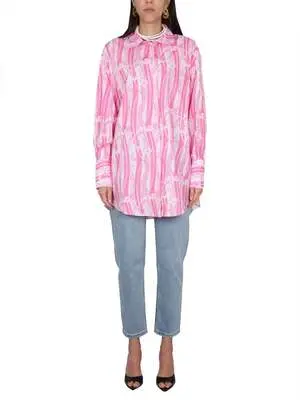 PATOU Printed Tie-waisted Shirt Dress - Pink