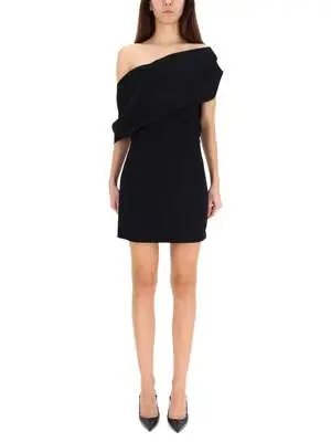 Jacquemus Off-shoulder Draped Mini Dress - Black