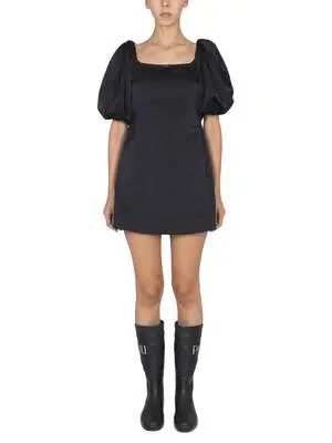 PATOU Balloon Sleeve Drawstring Dress - Black