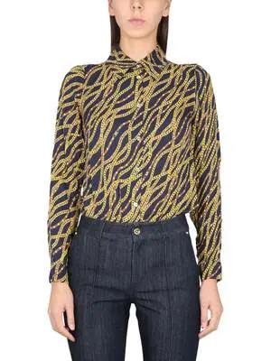 Michael Kors Silk Blend Chain Print Shirt