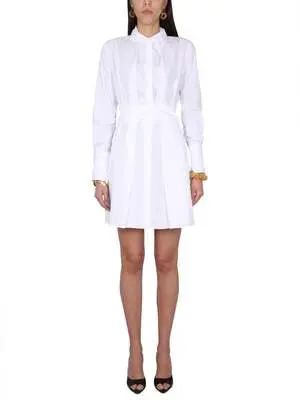 PATOU Pleated Mini Shirtdress - White