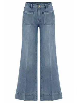 Michael Kors High-waisted Wide-leg Jeans With Patch Pockets - Blue