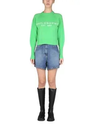 Philosophy Di Lorenzo Serafini Crew Neck Logo Inlay Sweater