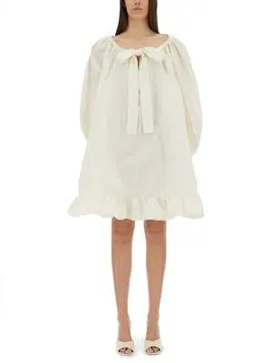 PATOU Recycled Faille Dress With Grosgrain Ruffle Hem - Ivory