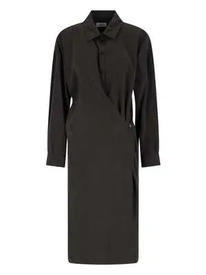 LEMAIRE Lemiaire Twisted Collared Silk Blend Dress - Brown