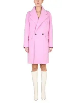 Bottega Veneta Alpaca, Wool And Mohair Double Face Coat - Pink