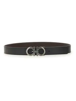 FERRAGAMO Reversible Gancini Belt - Black