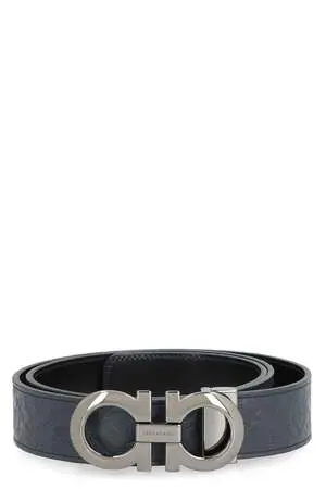 FERRAGAMO Reversible And Adjustable Gancini Belt - Blue