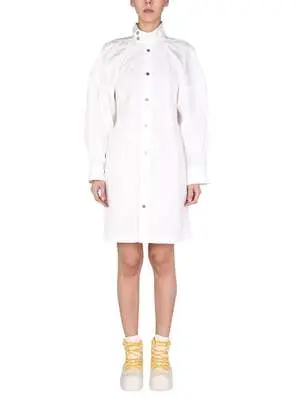 Bottega Veneta High Neck Button Up Dress - White
