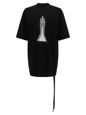 Rick Owens Oversized Graphic T-shirt With Drawstring - Black