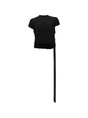 Rick Owens Short Sleeve Round Neck Tee With Draped Detail - Black