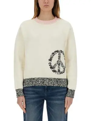 Moschino Peace Symbol" Knit Sweater - Ivory