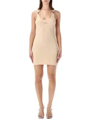 JEAN PAUL GAULTIER Ribbed Mini Dress With Metal Buckles - Nude