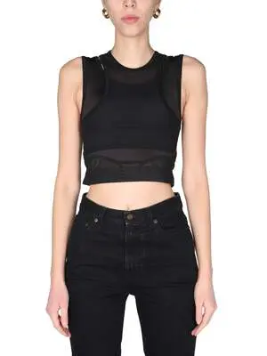 Alexander McQueen Panelled Crew Neck Sport Top - Black