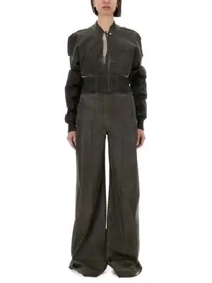 Rick Owens Cropped Denim Bomber Jacket - Grey