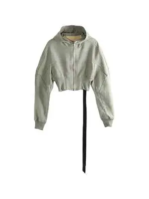 Rick Owens Ribbed Hooded Zip Sweatshirt - Grey