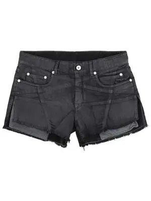 RICK OWENS RICK OWENS DRKSHDW Cotton Blend Paneled Shorts With Raw Edge Hem