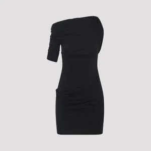 Jacquemus Ruched One-shoulder Mini Dress - Black