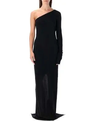 Rick Owens One-shoulder Long-sleeve Maxi Dress - Black