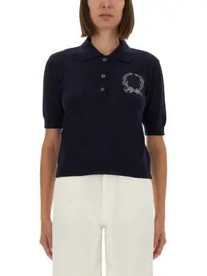 Moschino Wool Polo Shirt With Logo - Blue