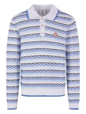 Casablanca Classic Long Sleeve Cotton Polo For - Blue