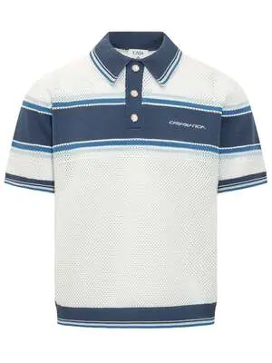 Casablanca Polo With Stylish Stripe Design - White/blue