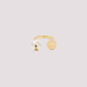 Saint Laurent Pearl And Metal Ring - Metallic